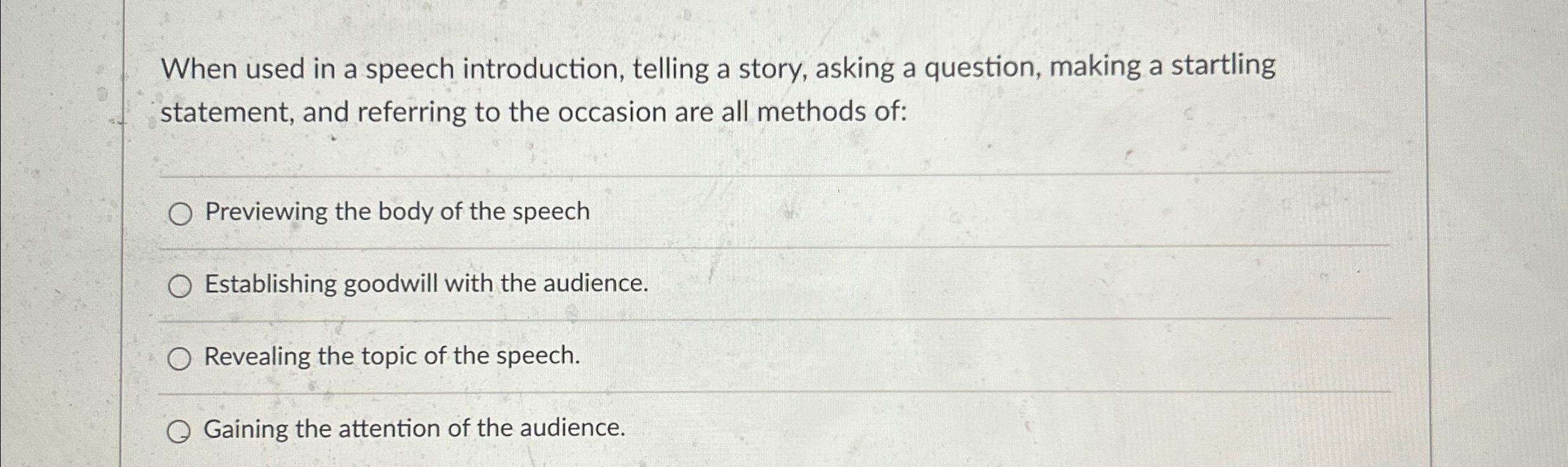 Solved When used in a speech introduction, telling a story, | Chegg.com