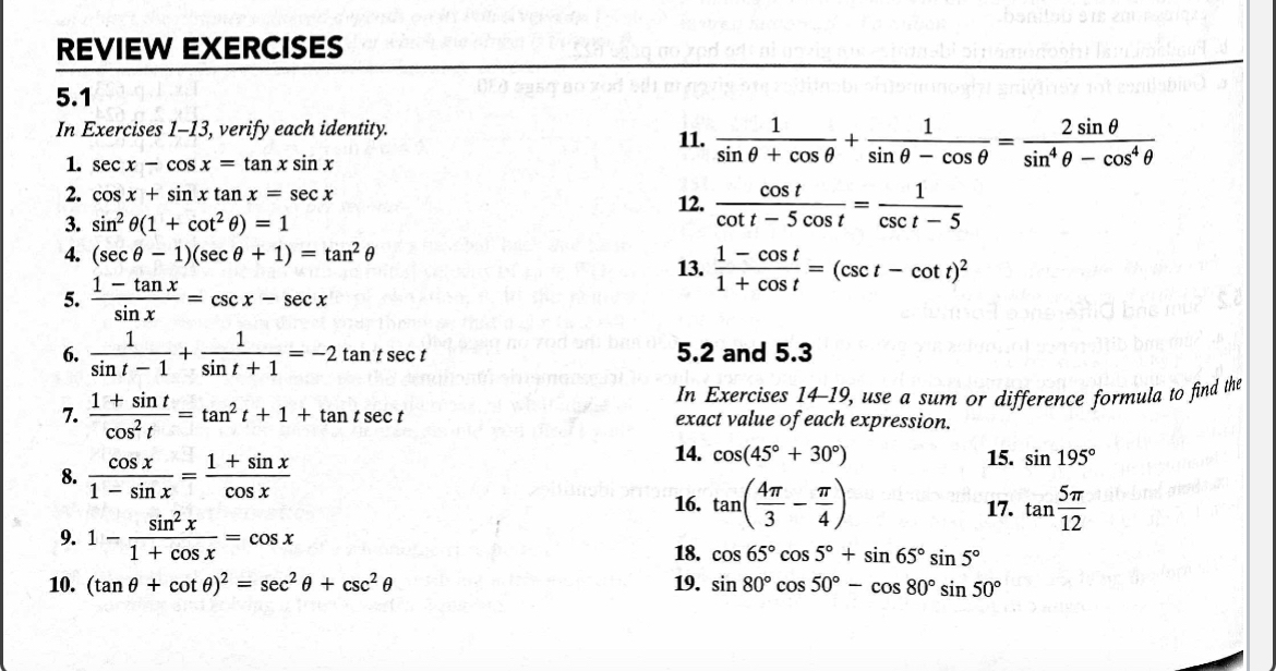Solved REVIEW EXERCISES5.1In Exercises 1-13, ﻿verify each | Chegg.com