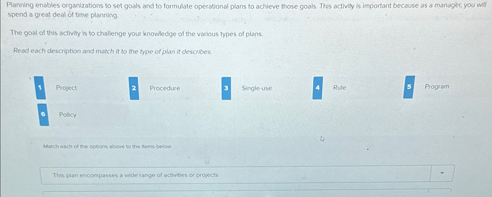 Solved Planning enables organizations to set goals and to | Chegg.com