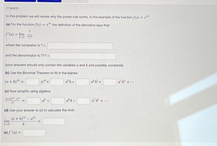 Solved In this problem we will review why the power rule | Chegg.com