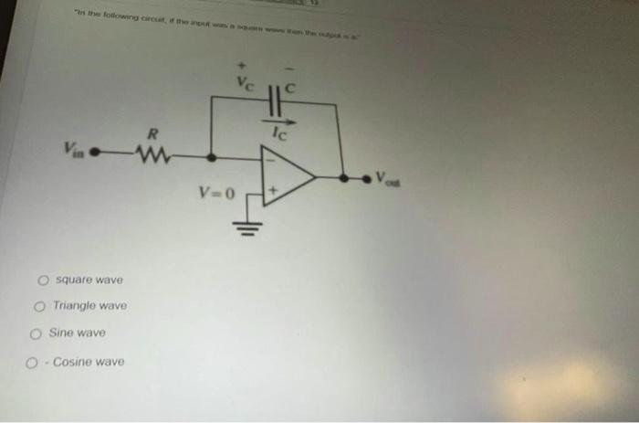 Solved if the input was a square wave the output is a : | Chegg.com