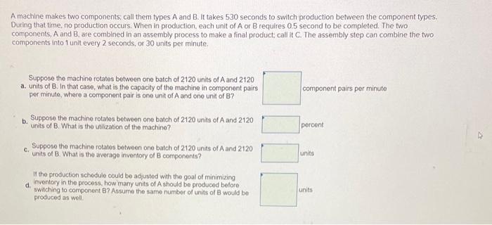 Solved A machine makes two components; call them types A and | Chegg.com