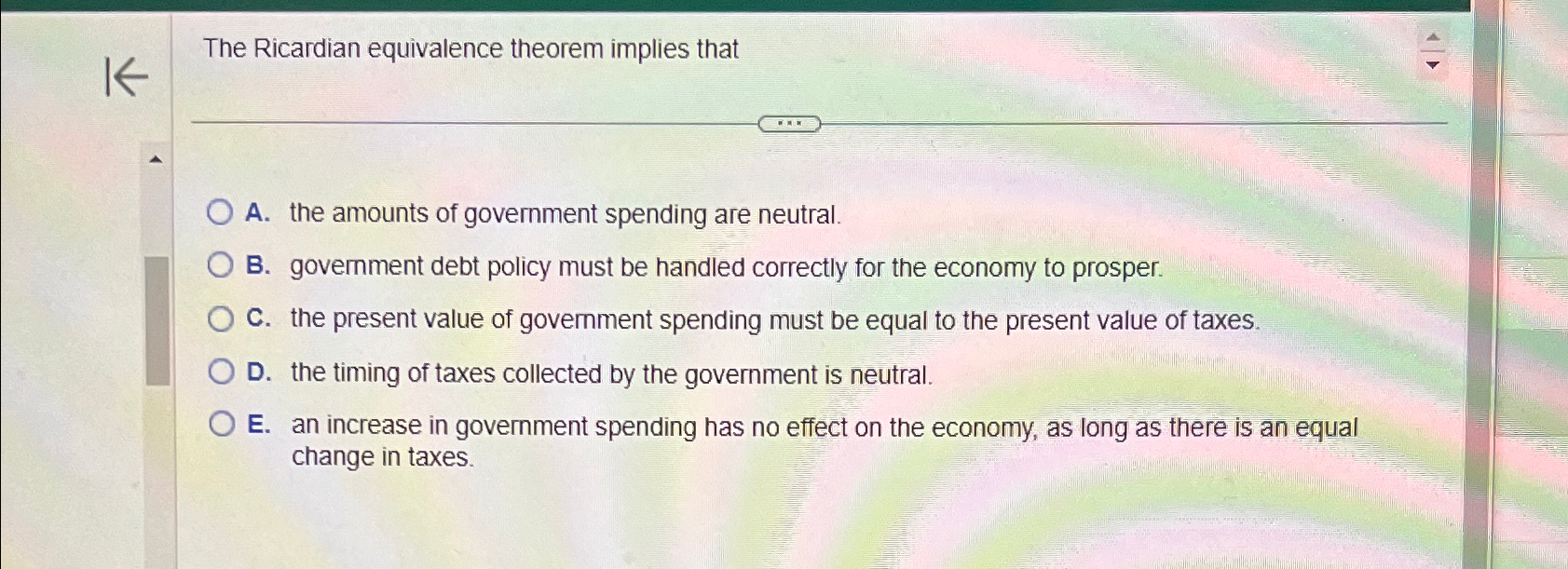 Solved The Ricardian equivalence theorem implies thatA. ﻿the | Chegg.com