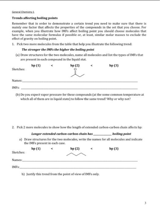 Solved General Chemittry 1 Trends affecting boiling points | Chegg.com