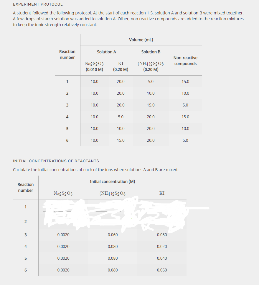 EXPERIMENT PROTOCOL A student followed the following | Chegg.com