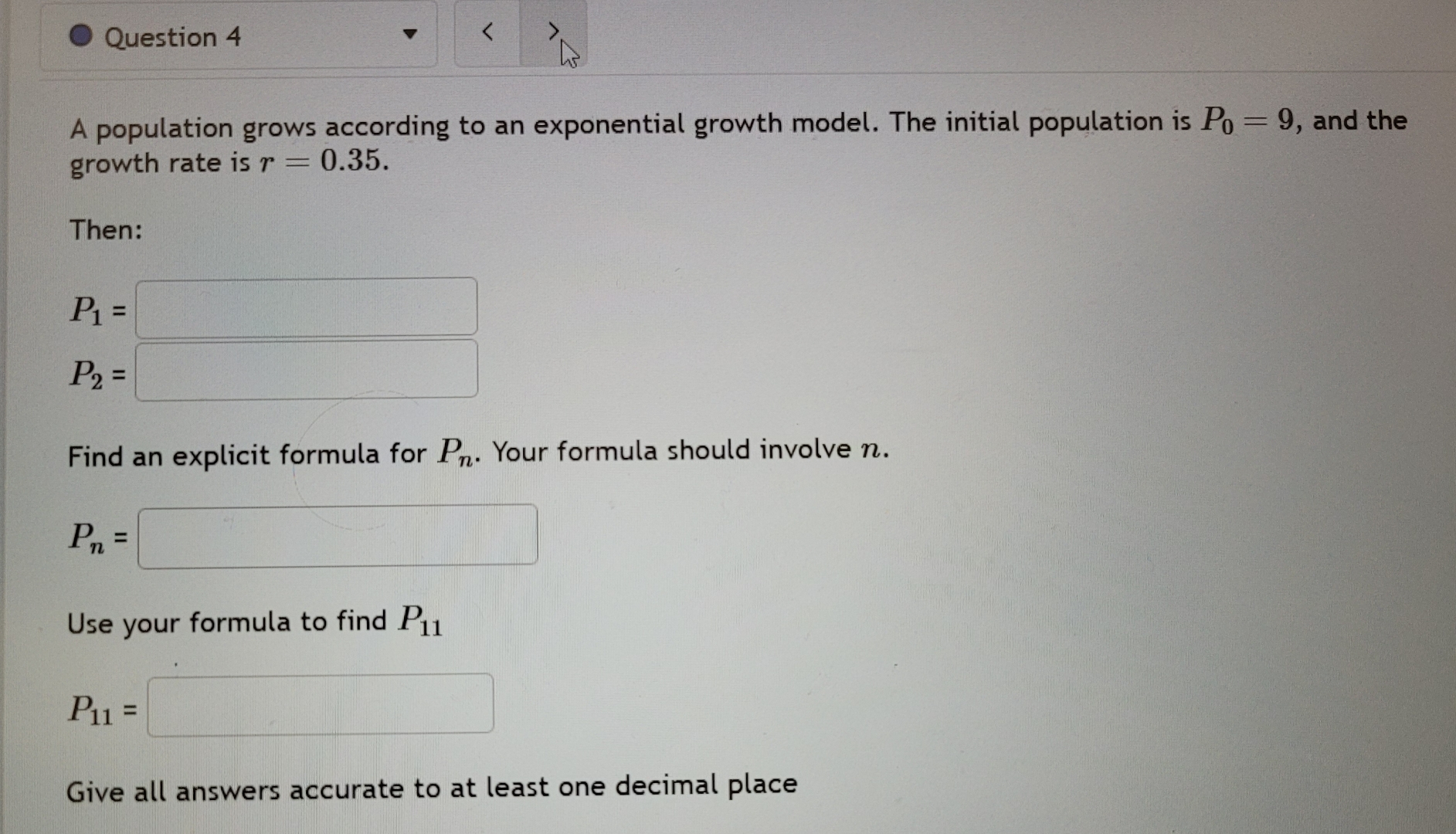Solved A population grows according to an exponential growth | Chegg.com