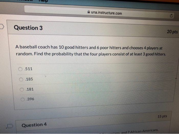 Solved una.instructure.com Question 3 20 pts A baseball | Chegg.com