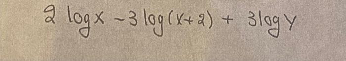 Solved 2logx−3log(x+2)+3logy | Chegg.com