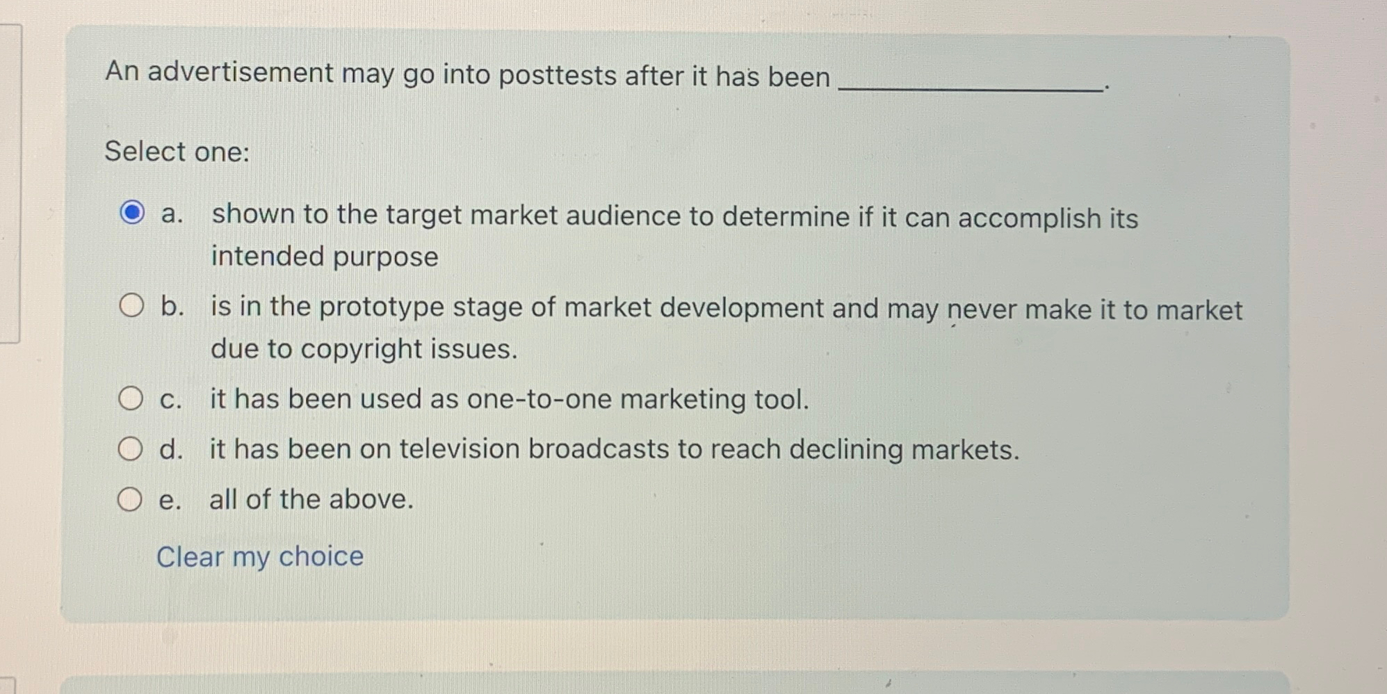 Solved An advertisement may go into posttests after it has | Chegg.com