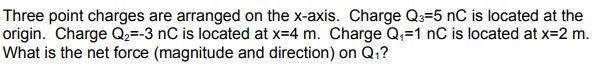 Solved Three point charges are arranged on the x-axis. | Chegg.com