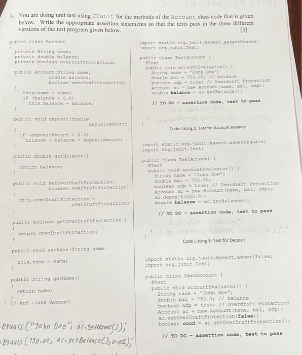 Solved 3 You Are Doing Unit Test Using Juunit For The 2677