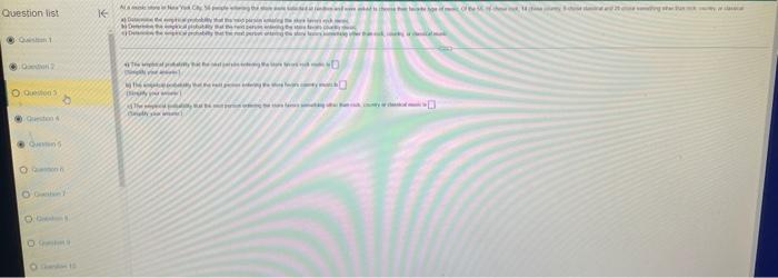 Solved Question list Question 1 Question 2 O Question 3 | Chegg.com