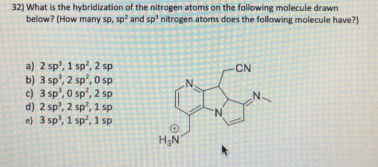 Solved What is the hybridization of the nitrogen atoms on | Chegg.com