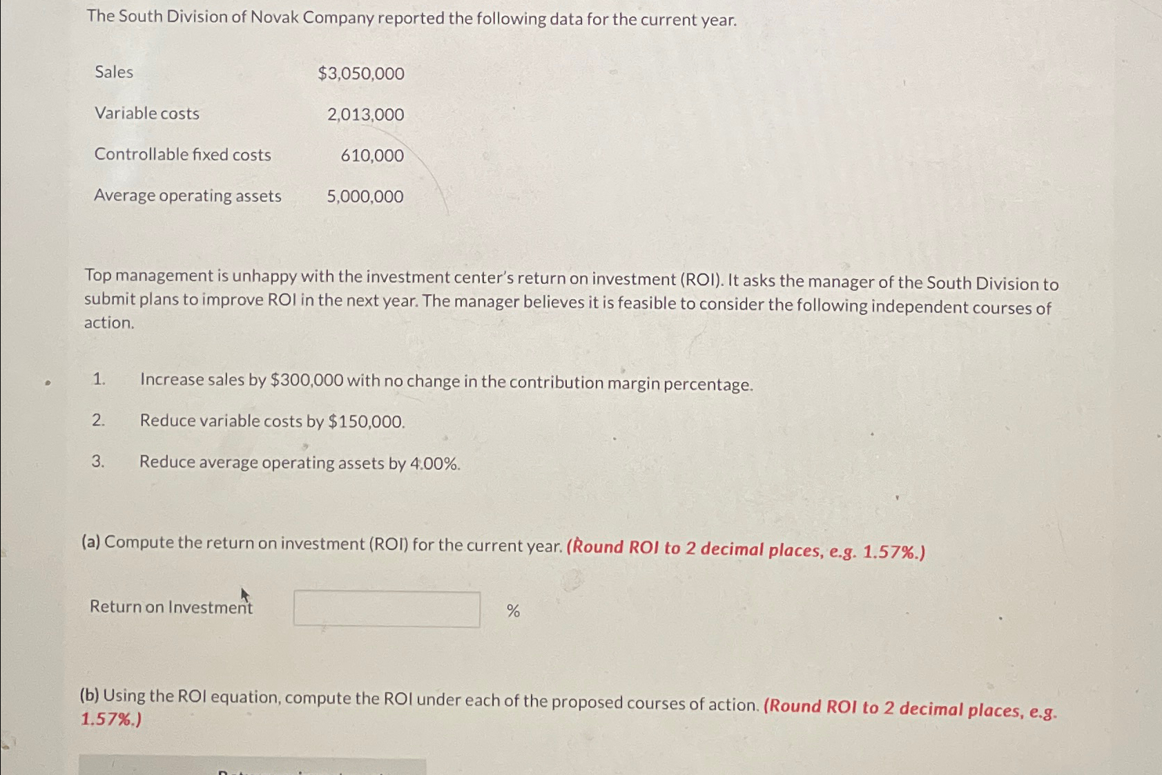 Solved The South Division of Novak Company reported the | Chegg.com