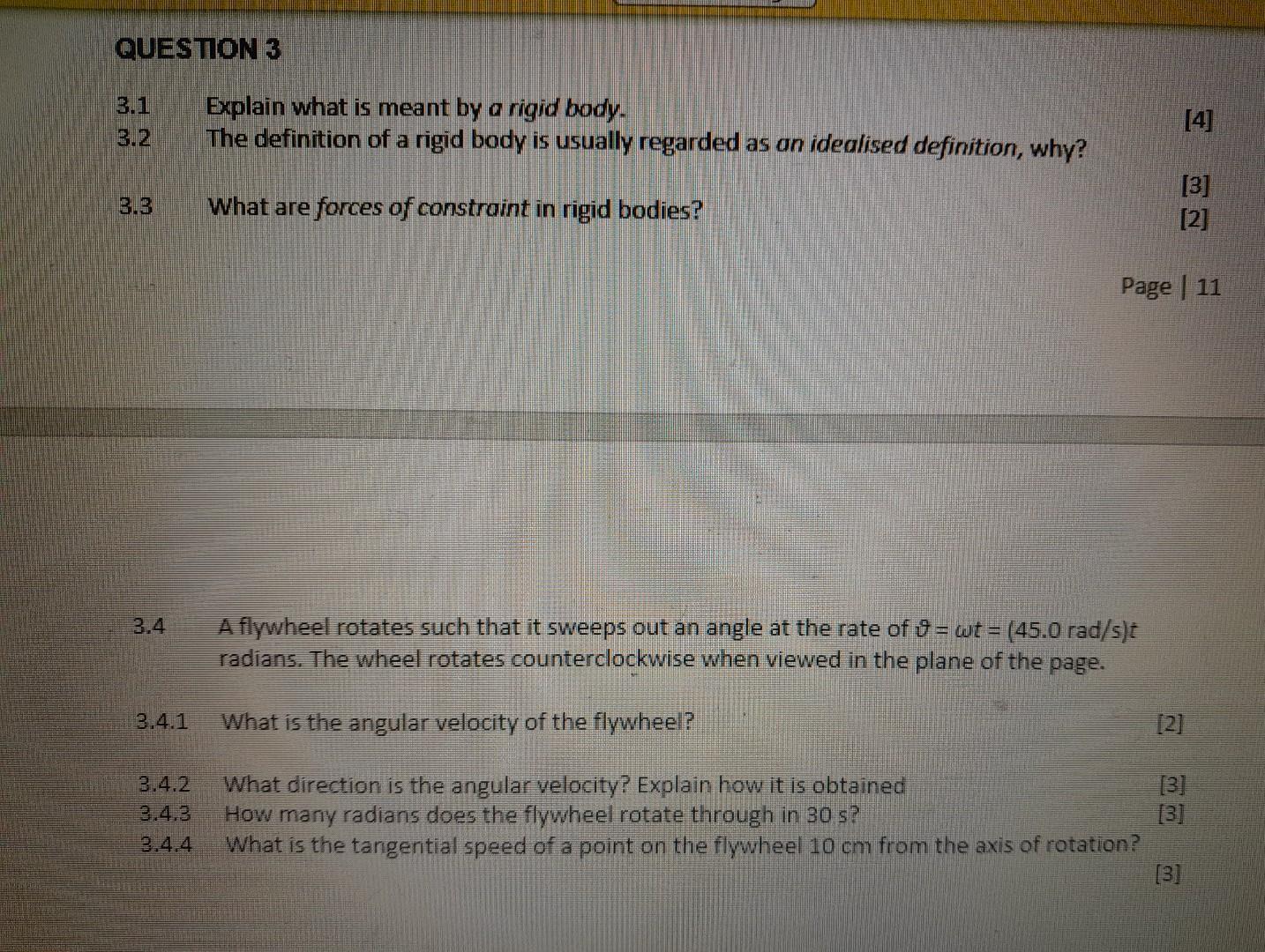 Solved 3.1 Explain what is meant by a rigid body. 3.2 The | Chegg.com