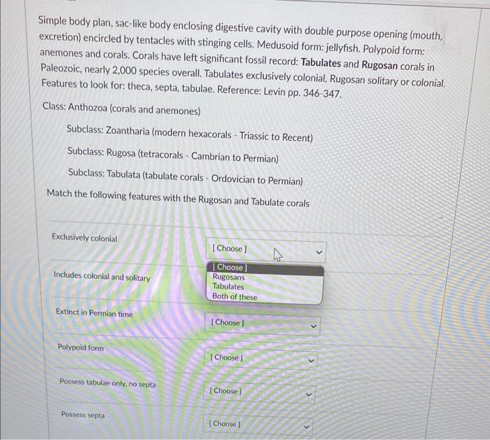 Solved Simple body plan, sac-like body enclosing digestive | Chegg.com