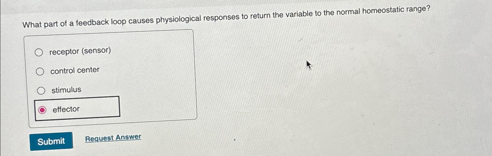 Solved What part of a feedback loop causes physiological | Chegg.com
