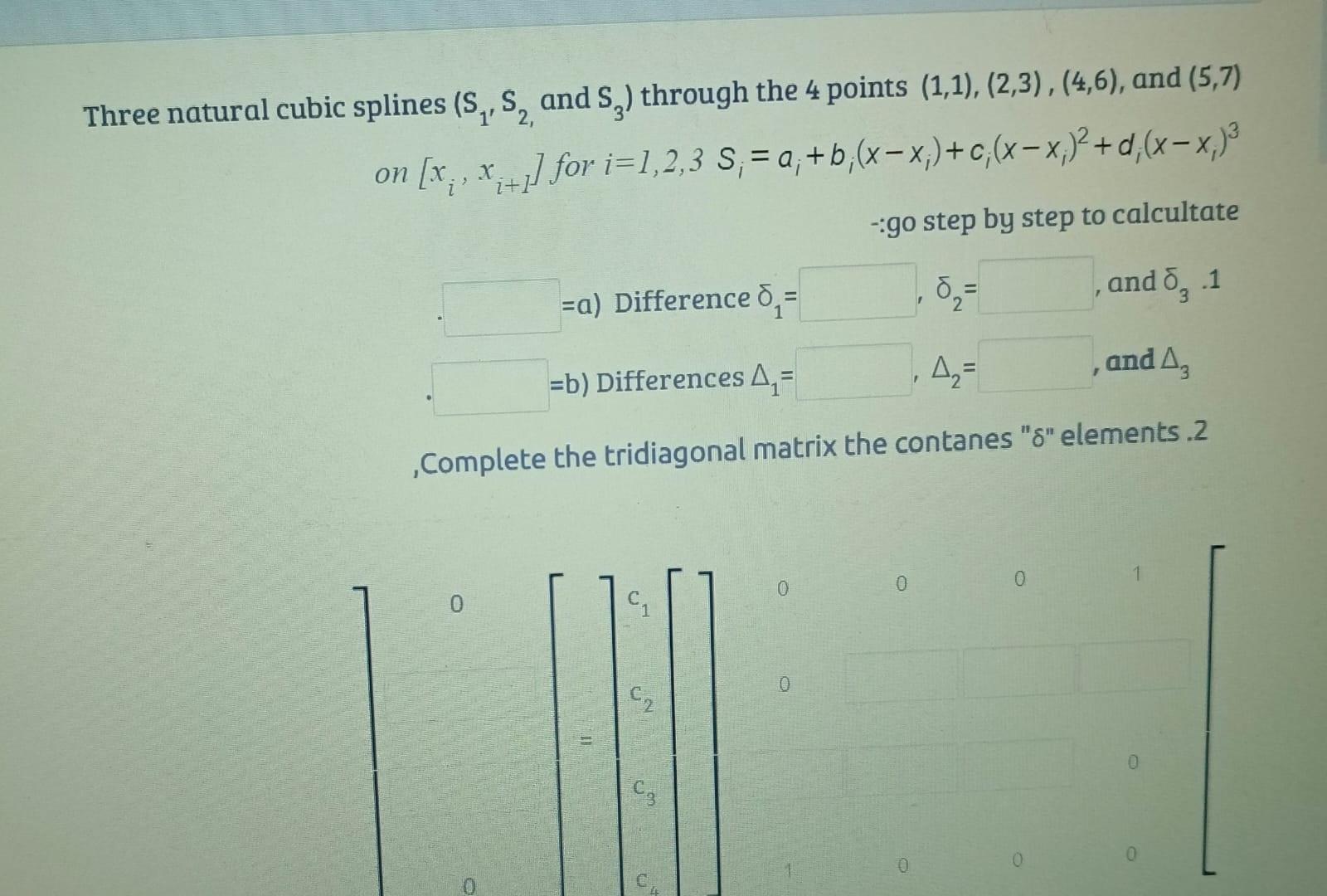Solved Three natural cubic splines (S1, S2, and S3) through | Chegg.com