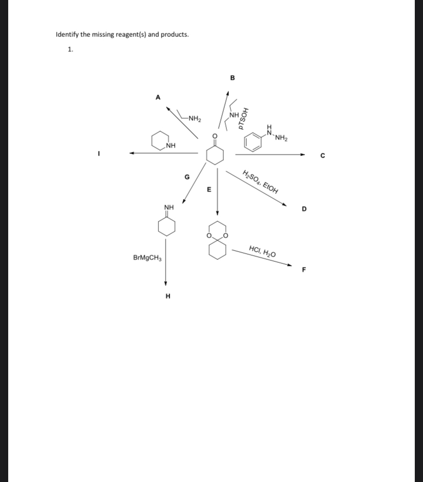 Identify the missing reagent(s) ﻿and products.1. | Chegg.com