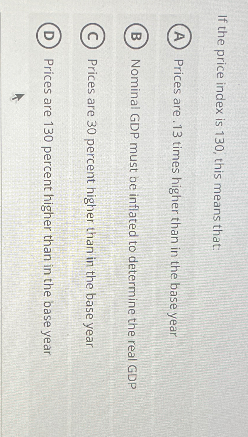 Solved If the price index is 130 , ﻿this means that:Prices | Chegg.com