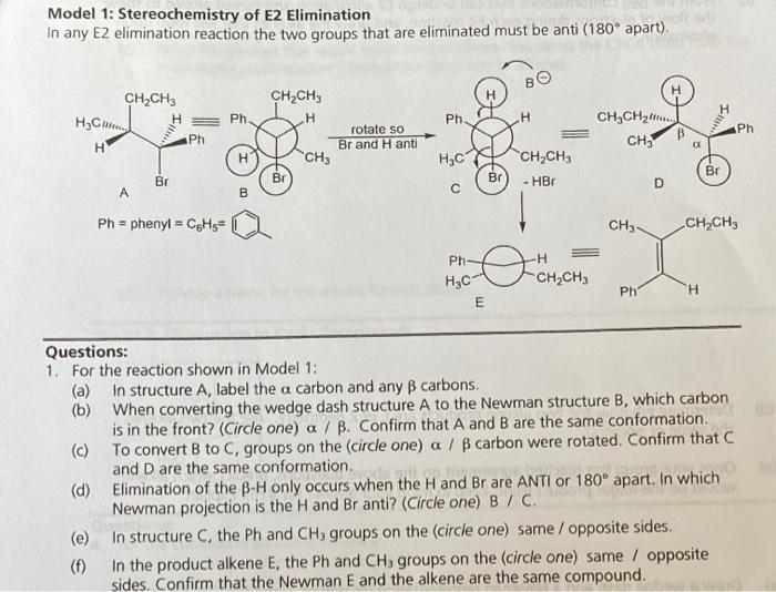 Solved Model 1: Stereochemistry of E2 Elimination In any E2 | Chegg.com