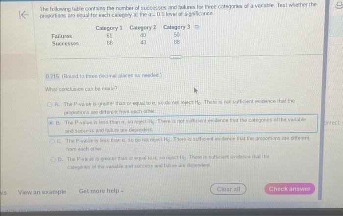 Solved The following table contains the number of successes | Chegg.com