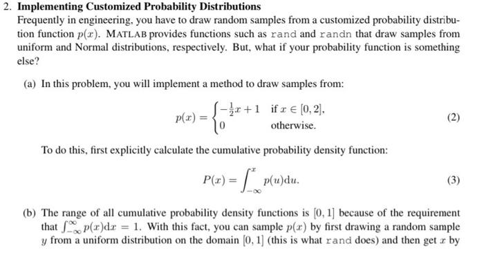 2. Implementing Customized Probability Distributions | Chegg.com