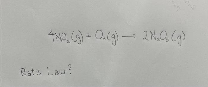 Solved 4NO2(g)+O2(g)→2 N2O5(g) Rate Law? | Chegg.com