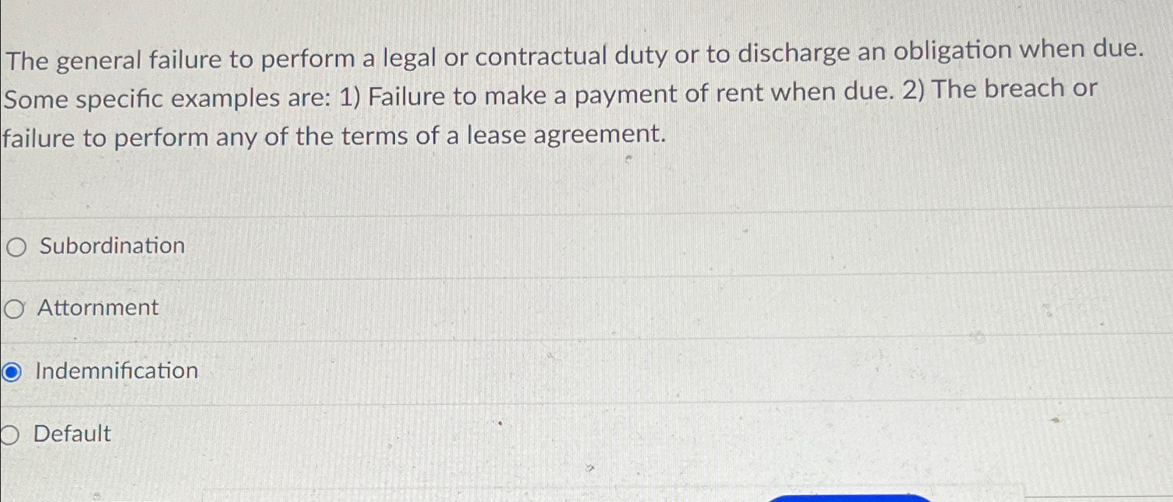 Solved The general failure to perform a legal or contractual | Chegg.com