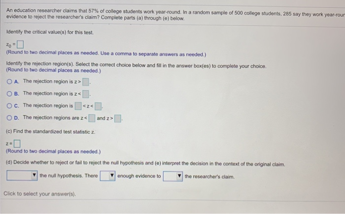 Solved An education researcher claims that 57% of college | Chegg.com