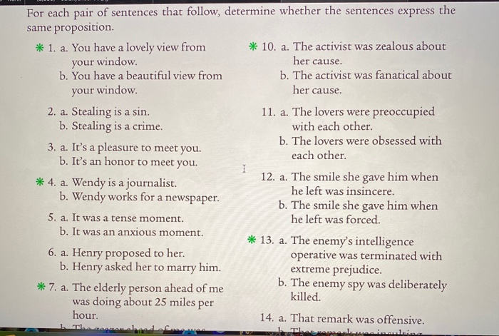Solved your window. For each pair of sentences that follow, | Chegg.com