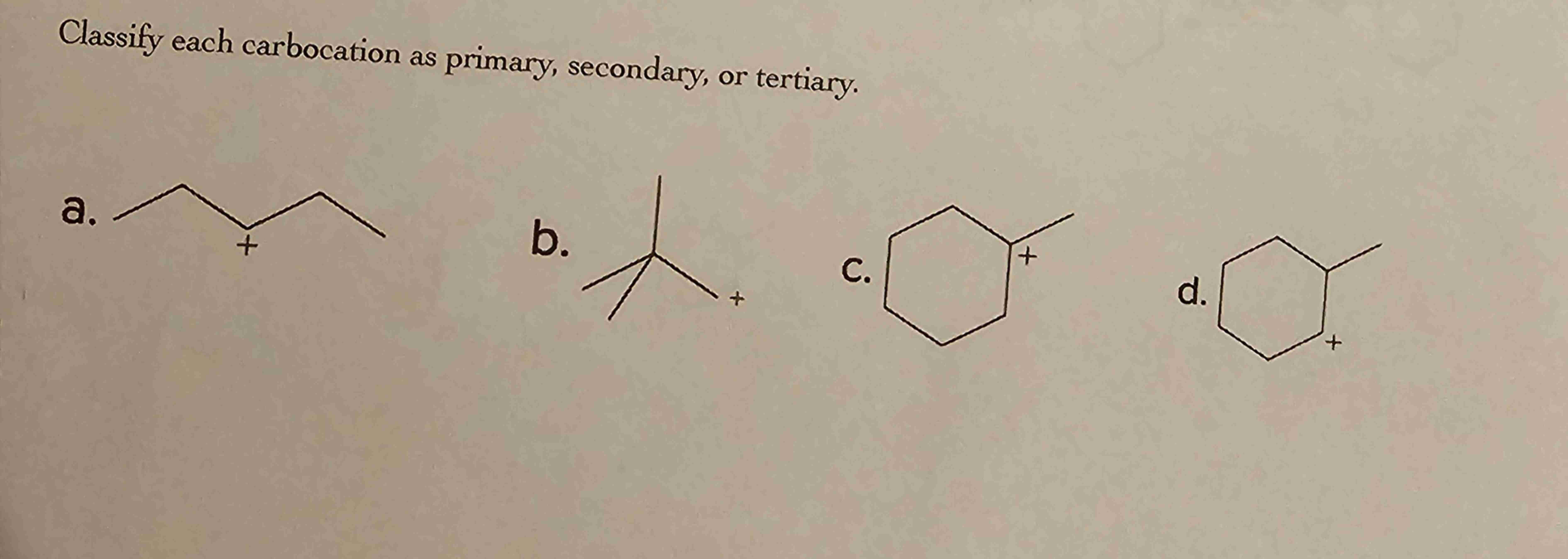 Solved Classify each carbocation as primary, secondary, ﻿or | Chegg.com