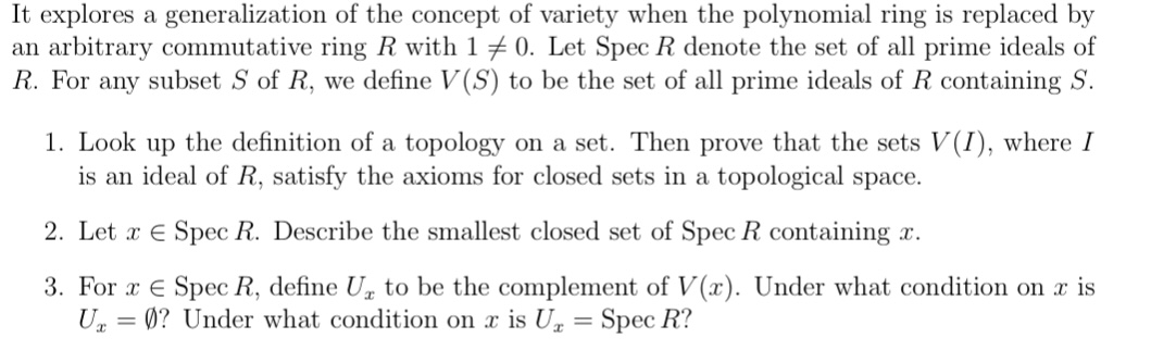 Solved It explores a generalization of the concept of | Chegg.com