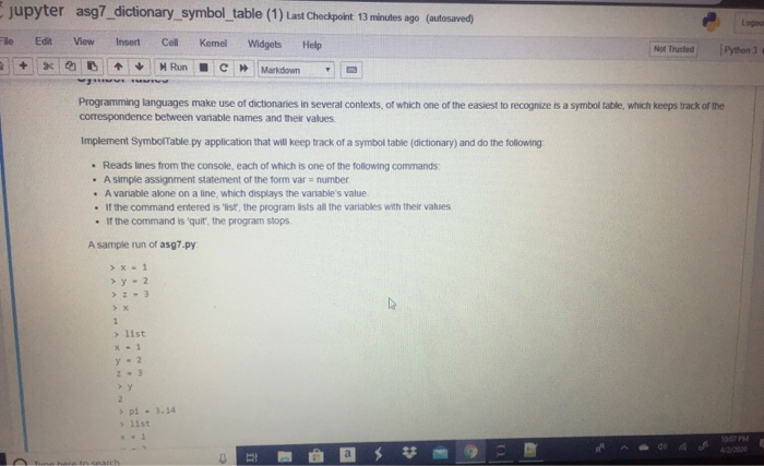 Solved jupyter asg7_dictionary symbol_table (1) Last | Chegg.com