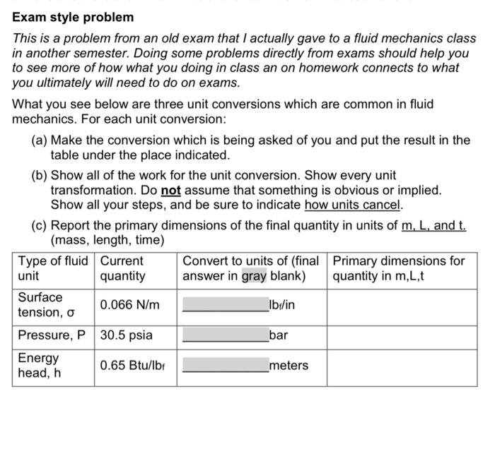 Solved Exam style problem This is a problem from an old exam | Chegg.com