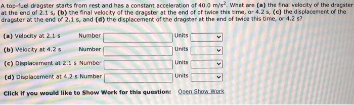 Solved A top-fuel dragster starts from rest and has a | Chegg.com