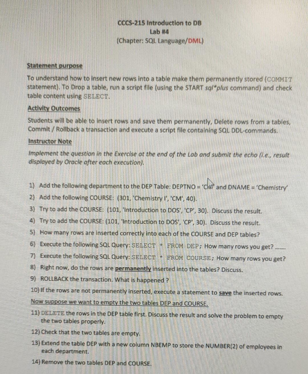 Solved Statement purpose To understand how to insert new | Chegg.com