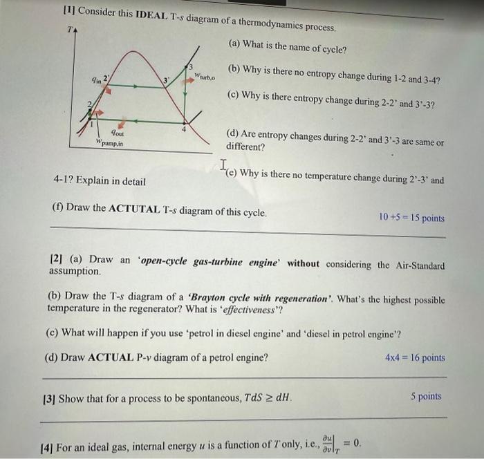 Solved [1] Consider this IDEAL T-s diagram of a | Chegg.com