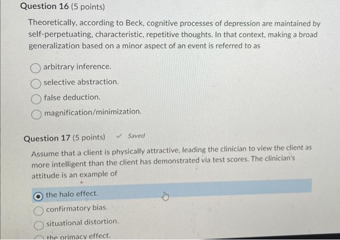 Solved Theoretically, according to Beck, cognitive processes | Chegg.com