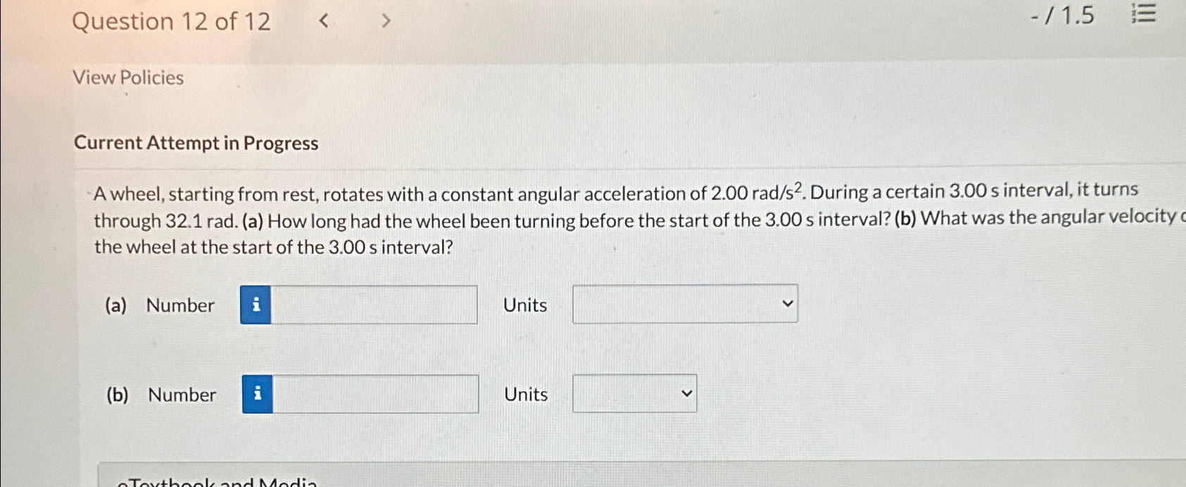 Solved Question 12 ﻿of 12-1.5View PoliciesCurrent Attempt in | Chegg.com