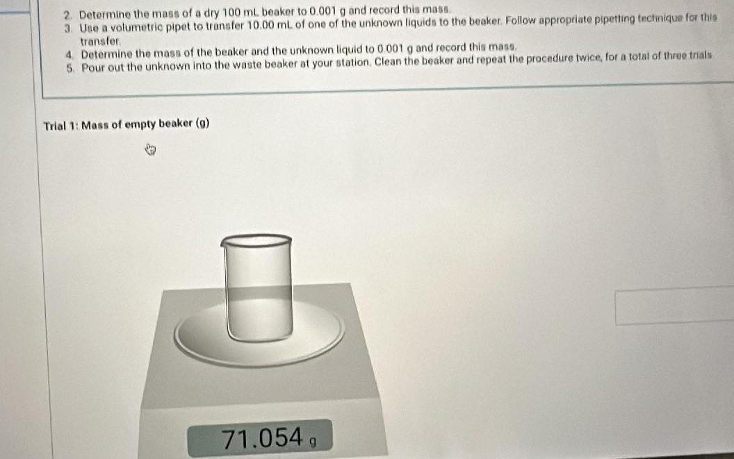 Solved Determine the mass of a dry 100mL beaker to 0.001g | Chegg.com
