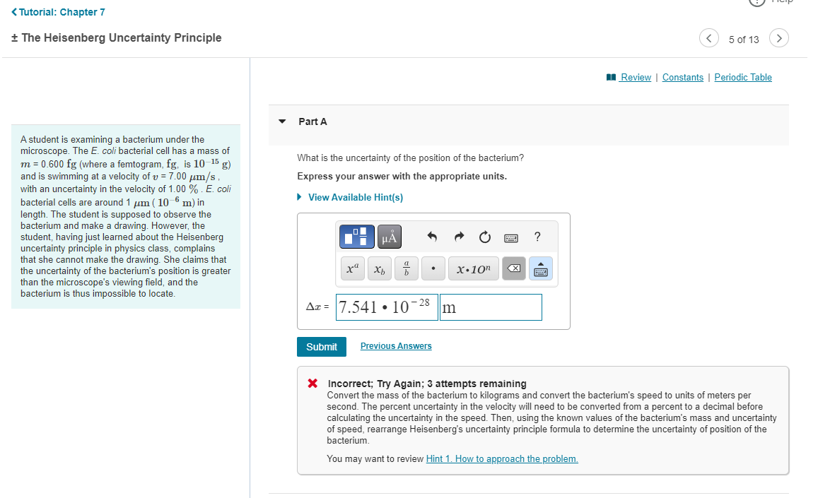 Solved ‡ ﻿The Heisenberg Uncertainty PrincipleA student is | Chegg.com