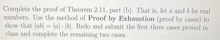 Solved Complete the proof of Theorem 2.11, part (b). That | Chegg.com