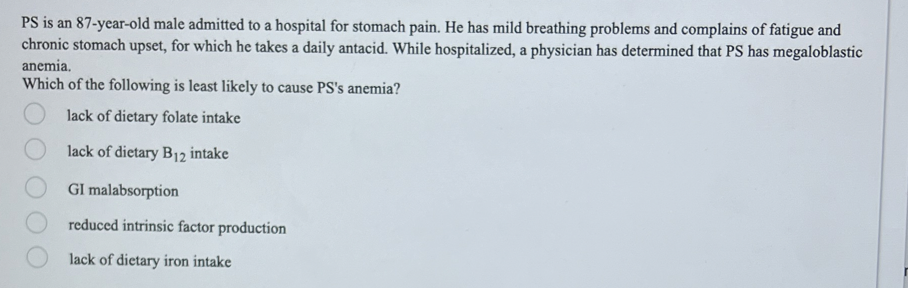Solved PS is an 87-year-old male admitted to a hospital for | Chegg.com