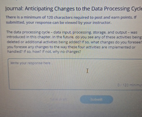 Solved Journal: Anticipating Changes to the Data Processing | Chegg.com