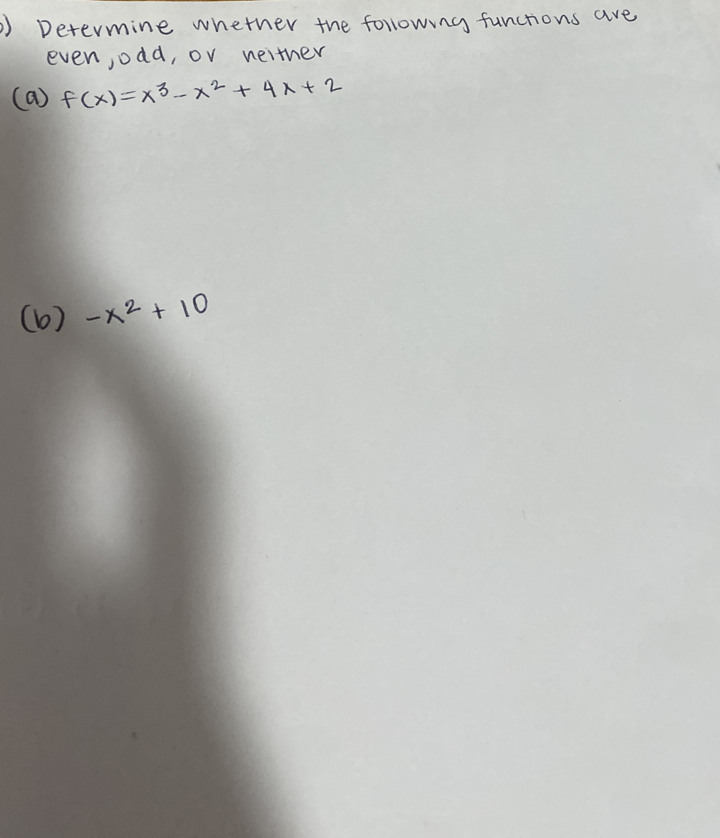 Solved Determine whether the following functions are even, | Chegg.com