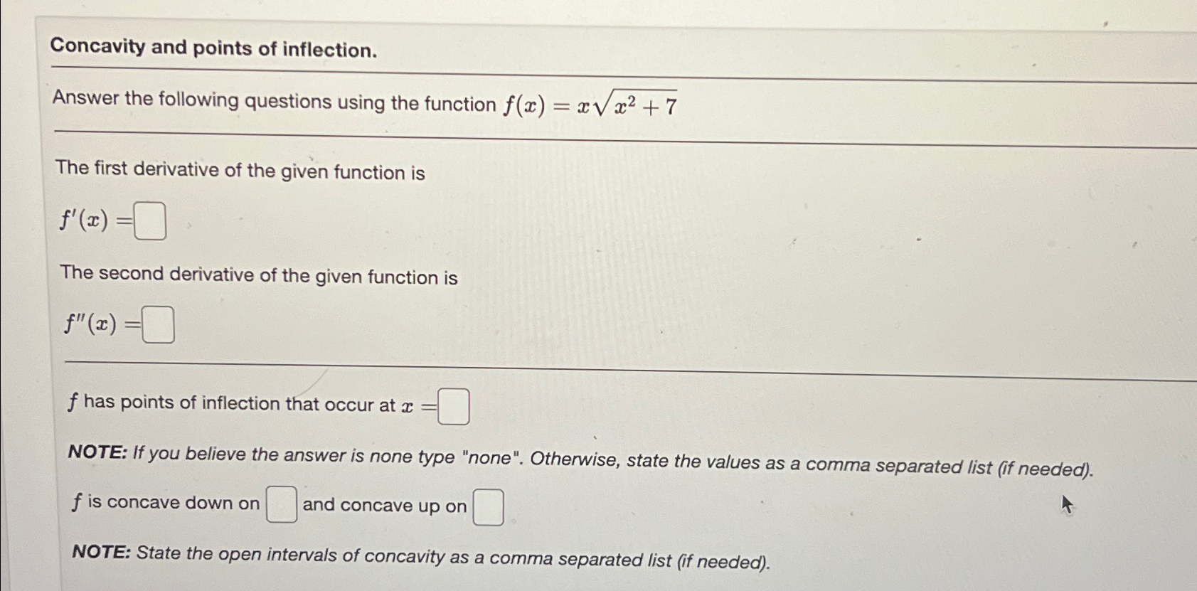 Solved Concavity and points of inflection.Answer the | Chegg.com