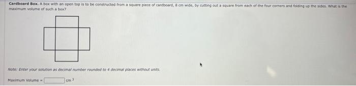 Solved Cardboard Box. A box with an open top is to be | Chegg.com