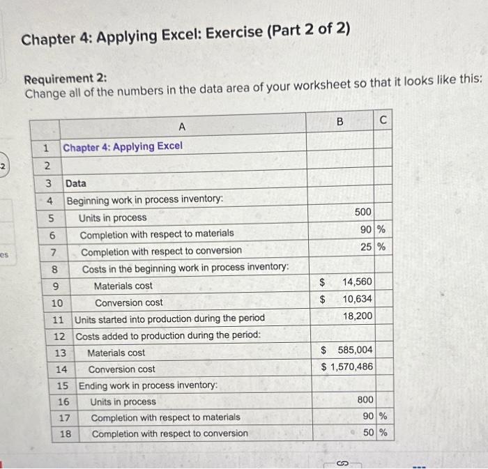 Solved Chapter 4: Applying Excel Data Beginning work in | Chegg.com