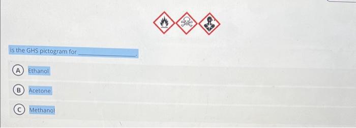 Solved is the GHS pictogram for Ethanol B) Acetone Methanol | Chegg.com